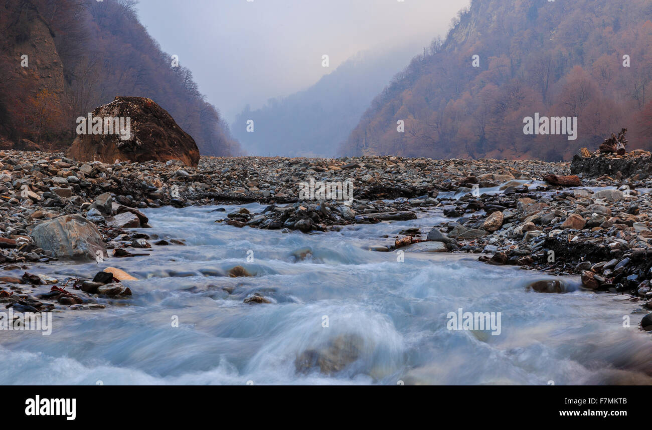 The riverbed Vandam Chay.Village Vandam.Gabala.Azerbaijan Stock Photo ...