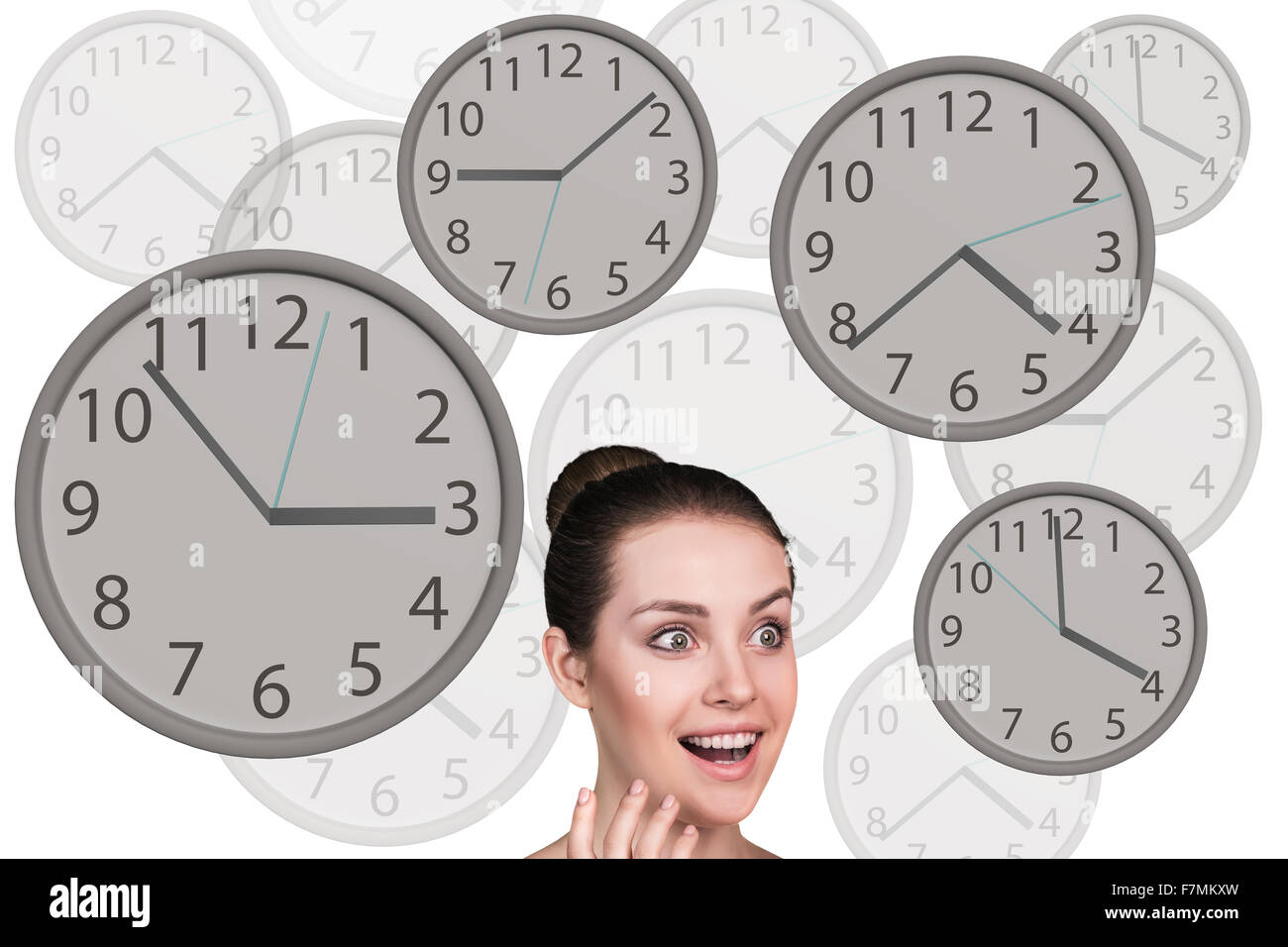 Woman with big clocks hi-res stock photography and images - Alamy