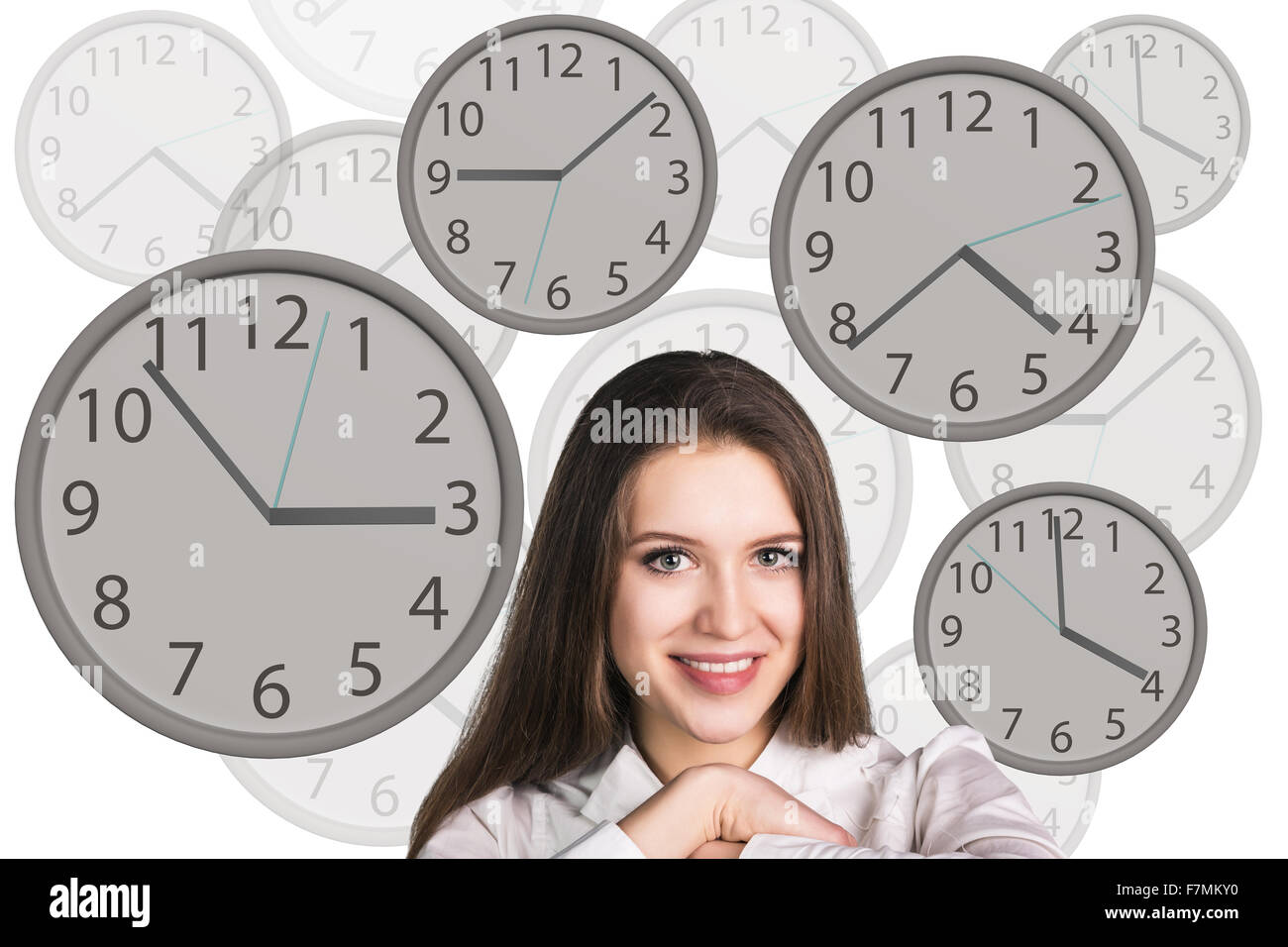 Woman with big clocks hi-res stock photography and images - Alamy