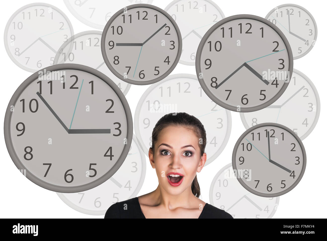 Woman with big clocks hi-res stock photography and images - Alamy