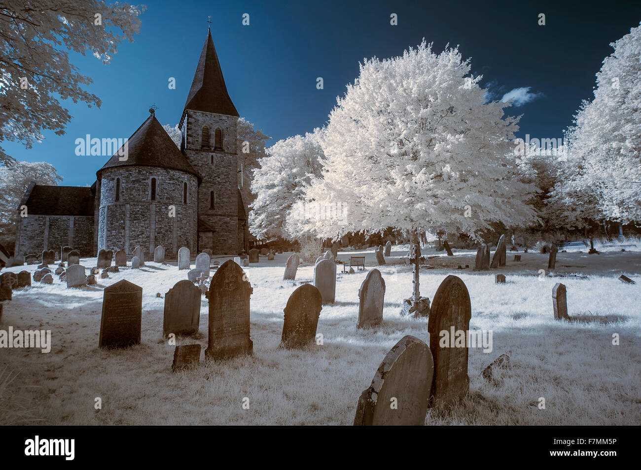 Old church in English countryside landscape in infrared Stock Photo - Alamy