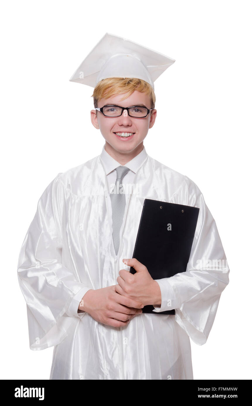 Student with notebook isolated on white Stock Photo - Alamy