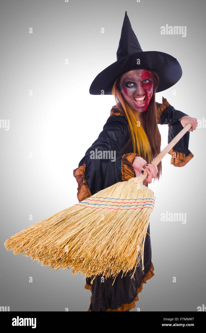 Witch isolated on the white background Stock Photo - Alamy