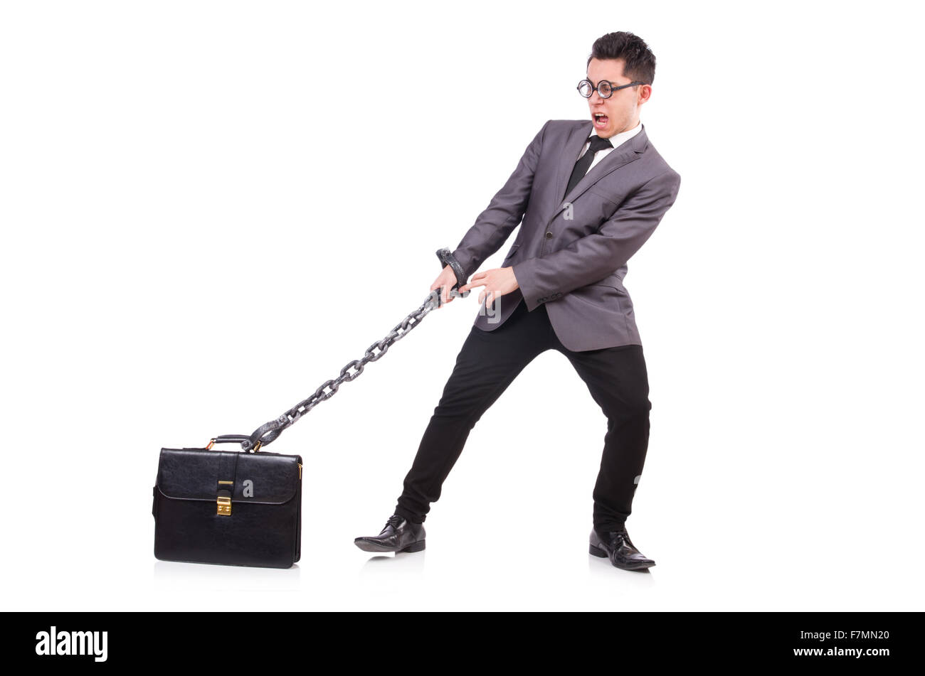 Man with chain isolated on white Stock Photo - Alamy