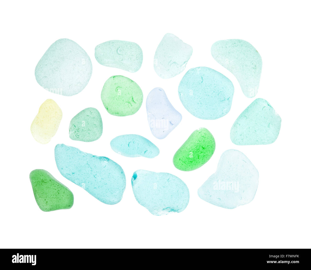 sea glass pieces, backlit, isolated on whie background Stock Photo - Alamy