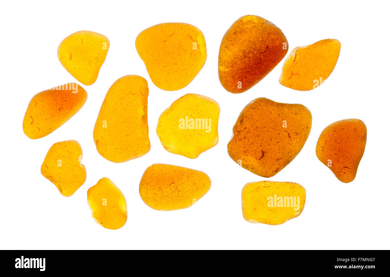 sea glass pieces, backlit, isolated on whie background Stock Photo - Alamy