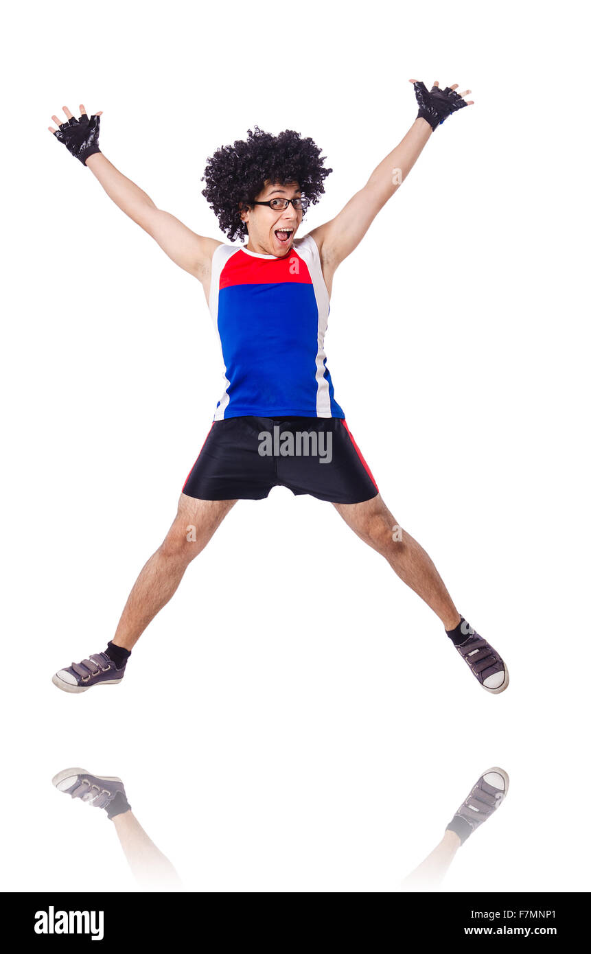 One man exercising jumping Cut Out Stock Images & Pictures - Alamy
