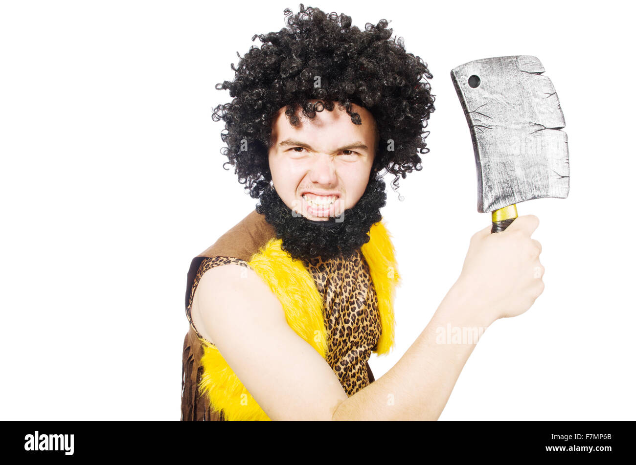 Savage man isolated on white Stock Photo - Alamy