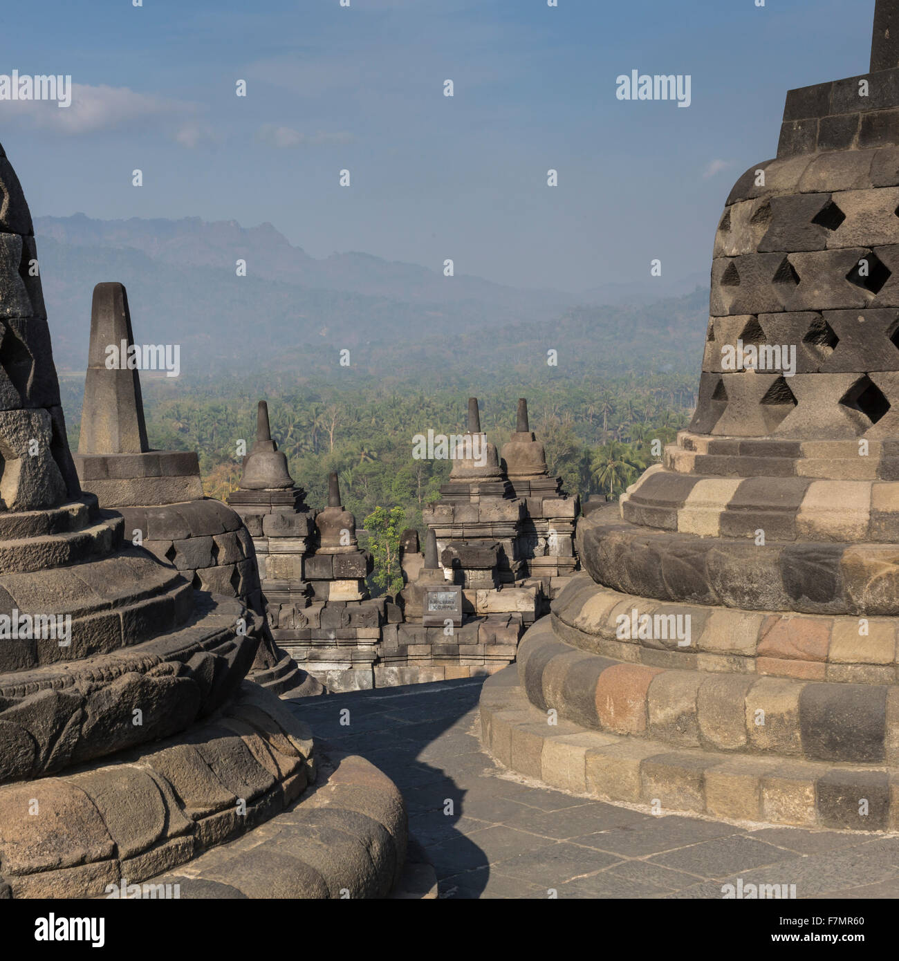 Borobudur temple complex on the island of Java in Indonesia in the ...