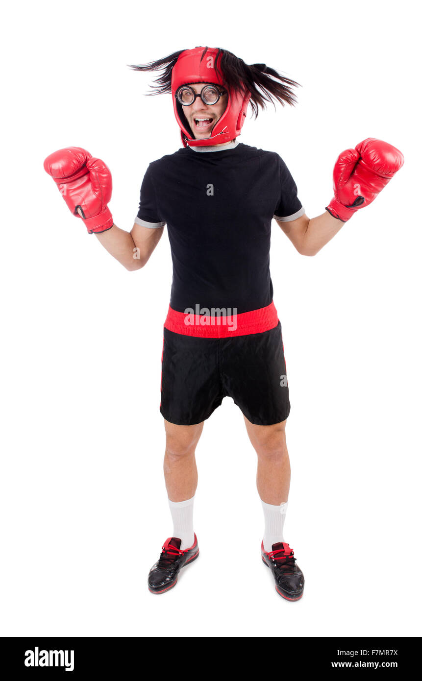 Funny boxer isolated on the white Stock Photo - Alamy