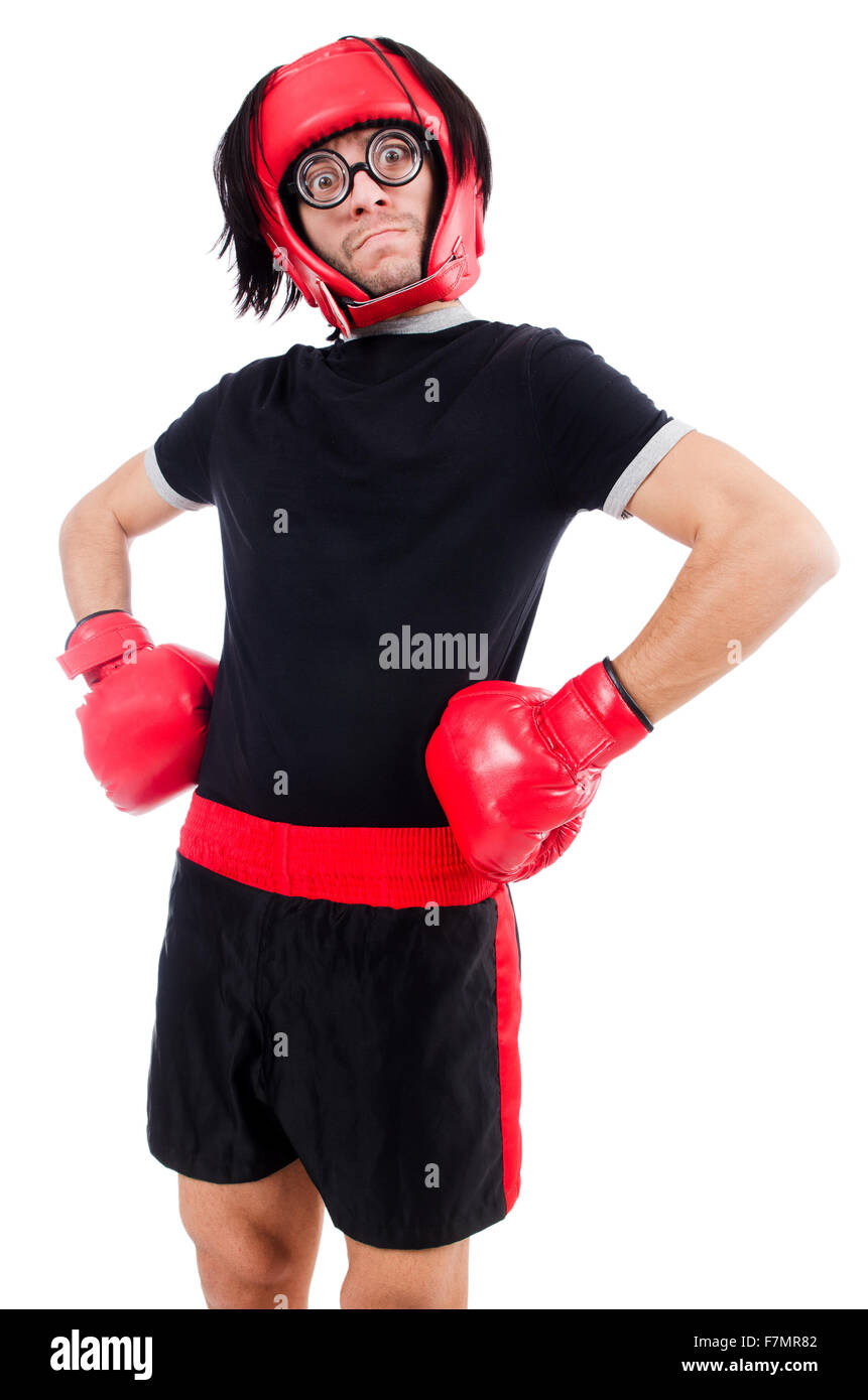 Funny boxer isolated on the white Stock Photo - Alamy