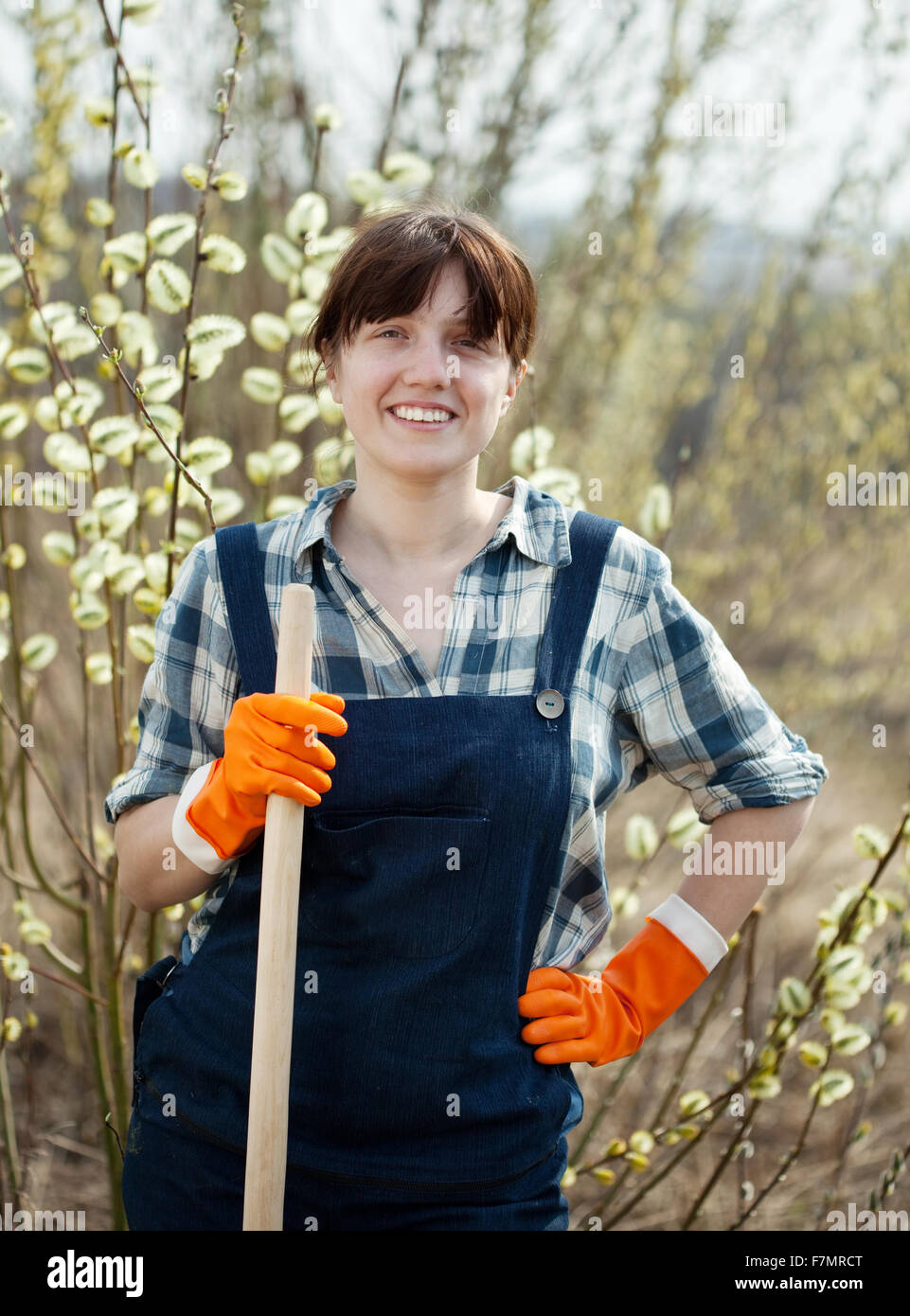 Female farmer spade in spring hi-res stock photography and images - Alamy