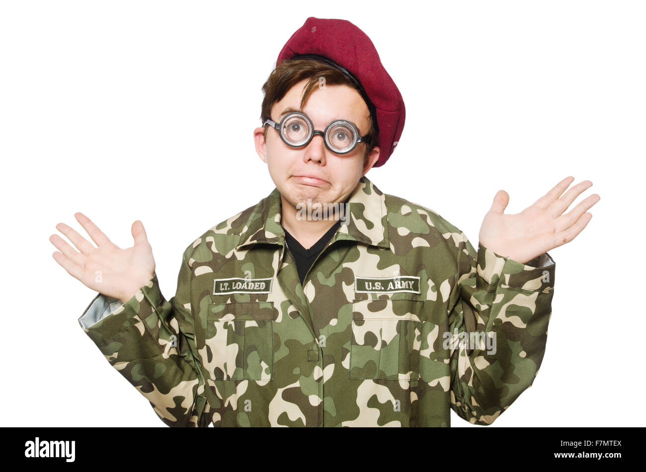 Funny soldier isolated on white Stock Photo - Alamy