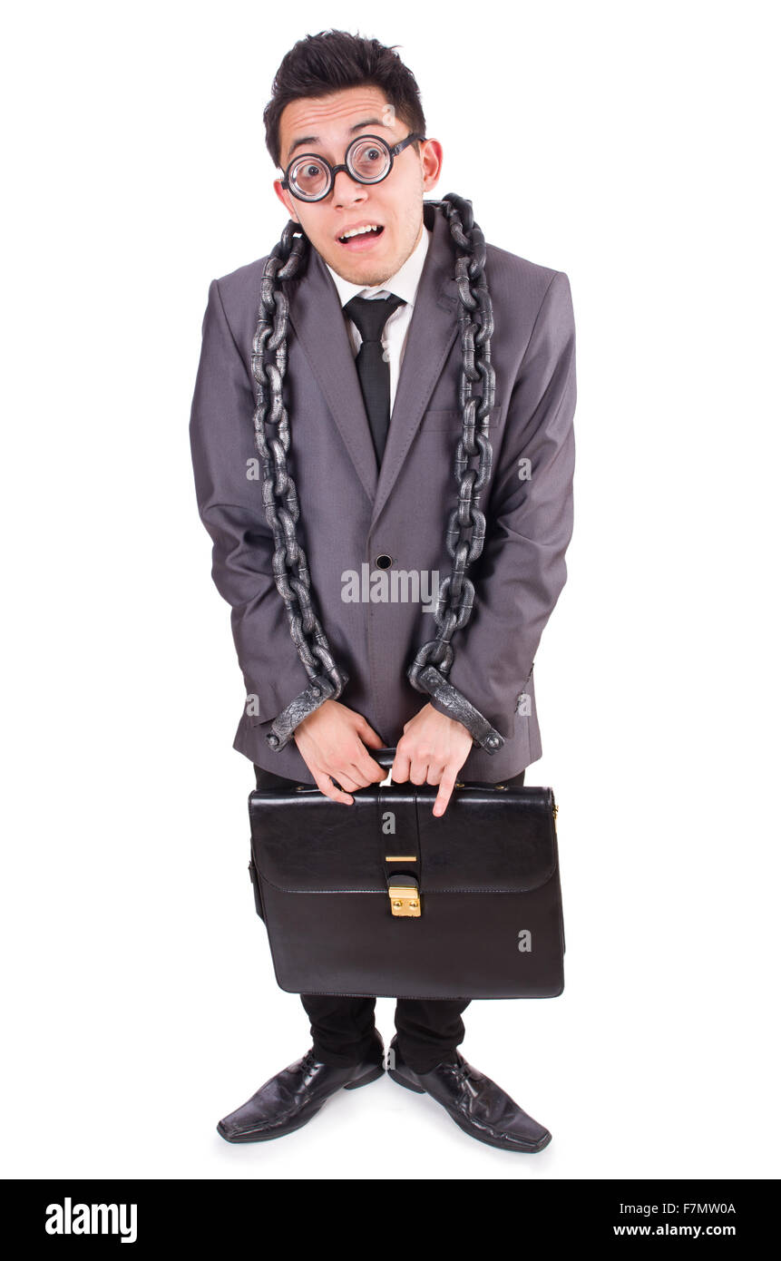 Man with chain isolated on white Stock Photo - Alamy