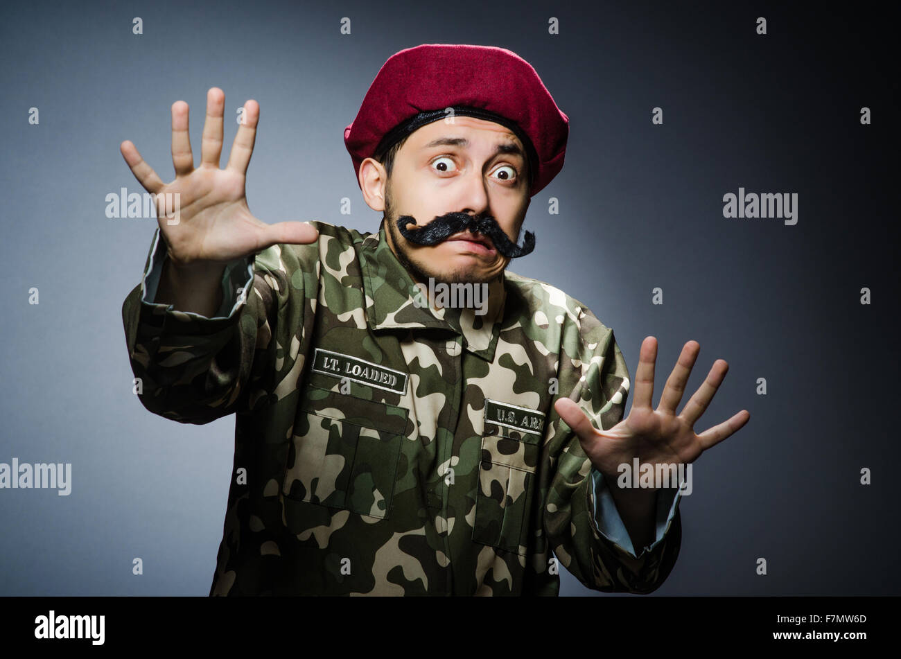 Funny soldier in military concept Stock Photo - Alamy
