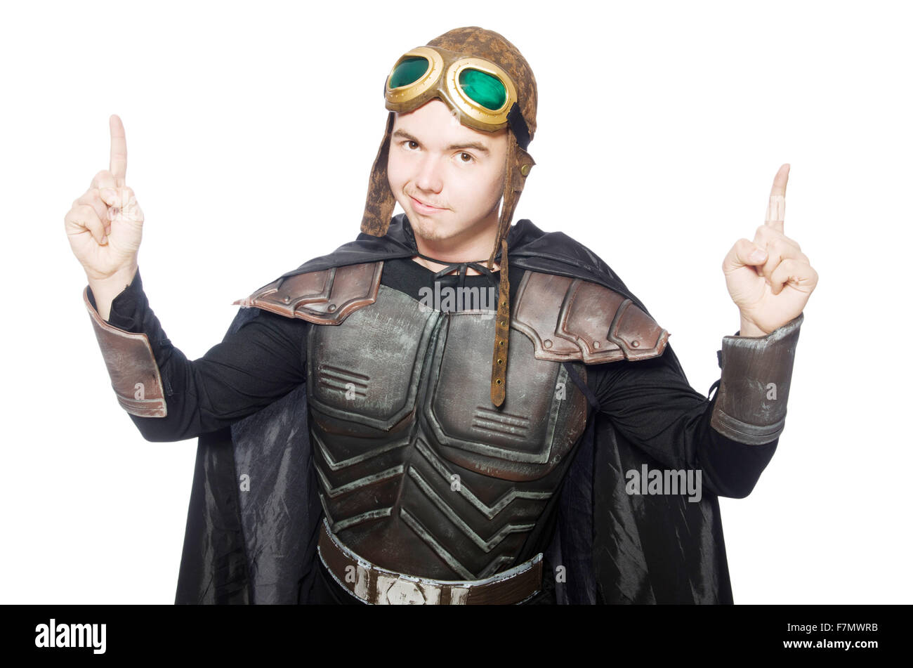 Funny pilot with goggles isolated on white Stock Photo - Alamy