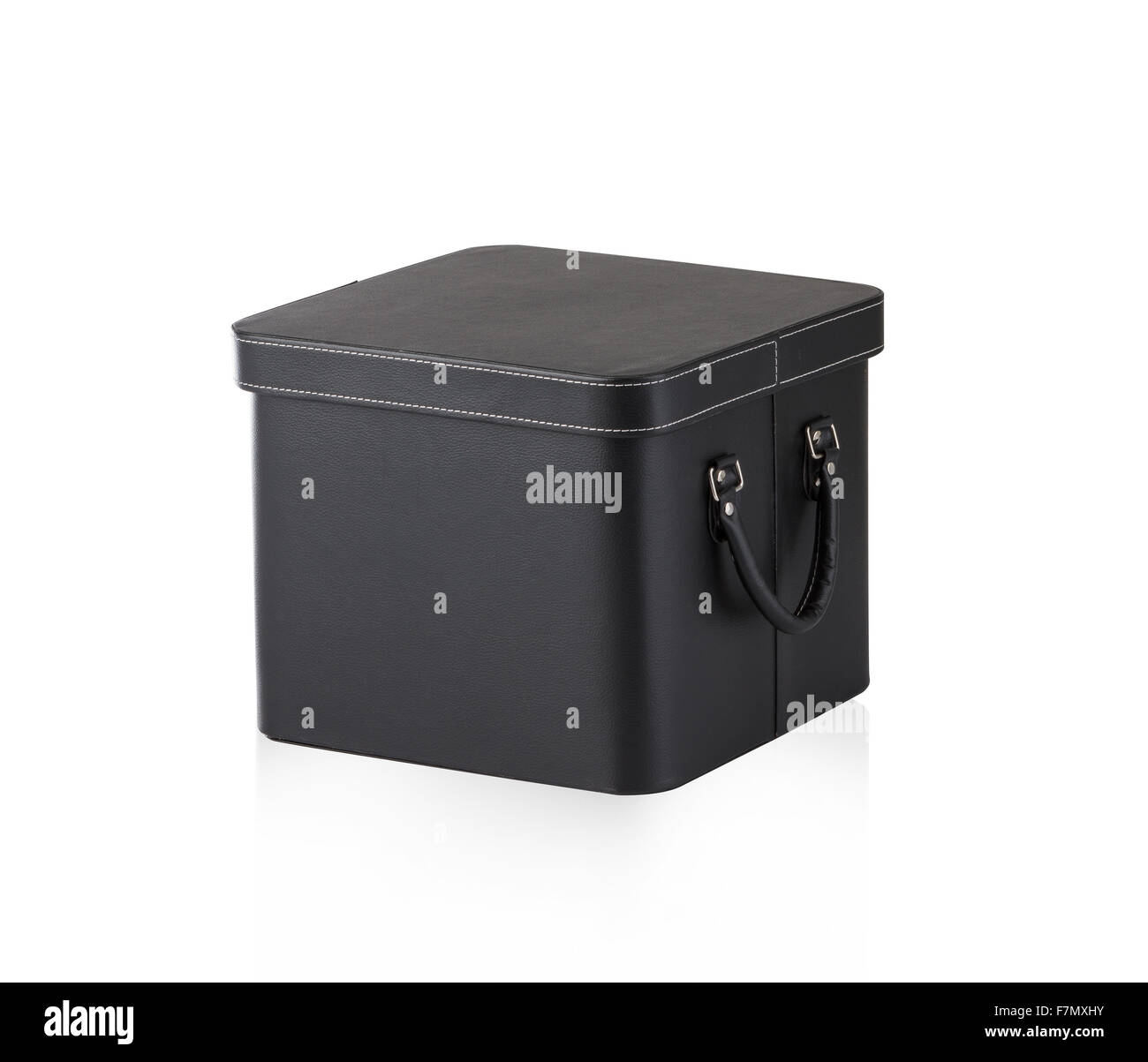 Black leather box isolated on white background Stock Photo - Alamy