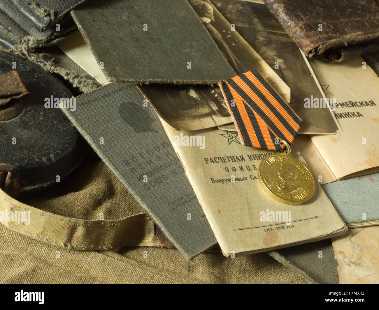 Old army bag and antiques army documents Stock Photo - Alamy
