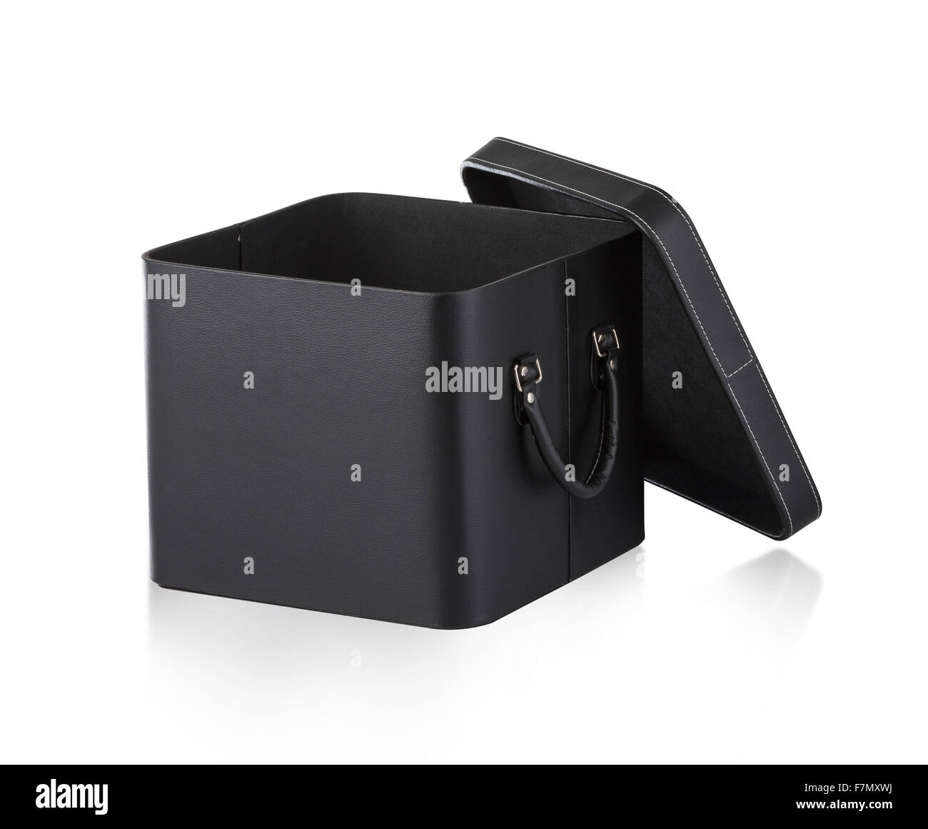 Black leather box isolated on white background Stock Photo - Alamy