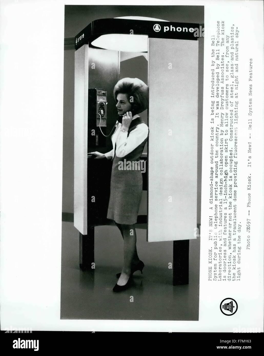 1968 - Phone Kiosk, It's new, A diamond shape outdoor kiosk is being ...