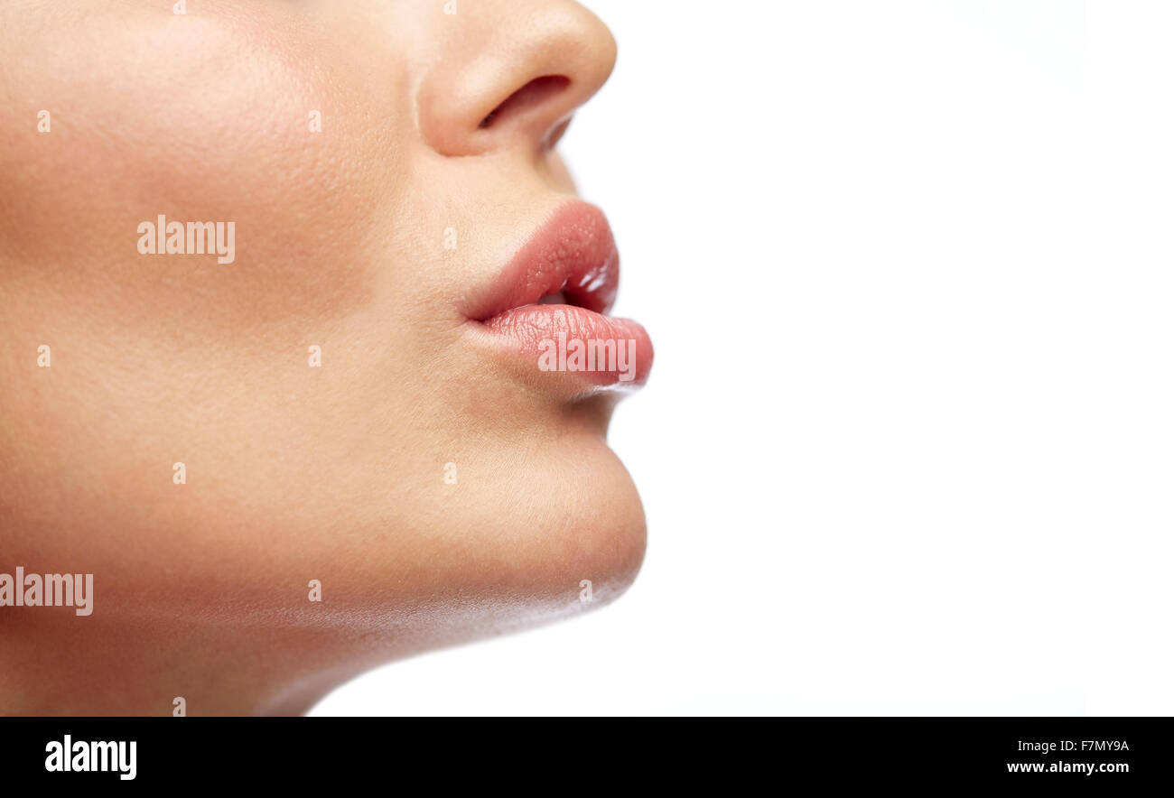 Mouth woman side closeup hi-res stock photography and images - Alamy