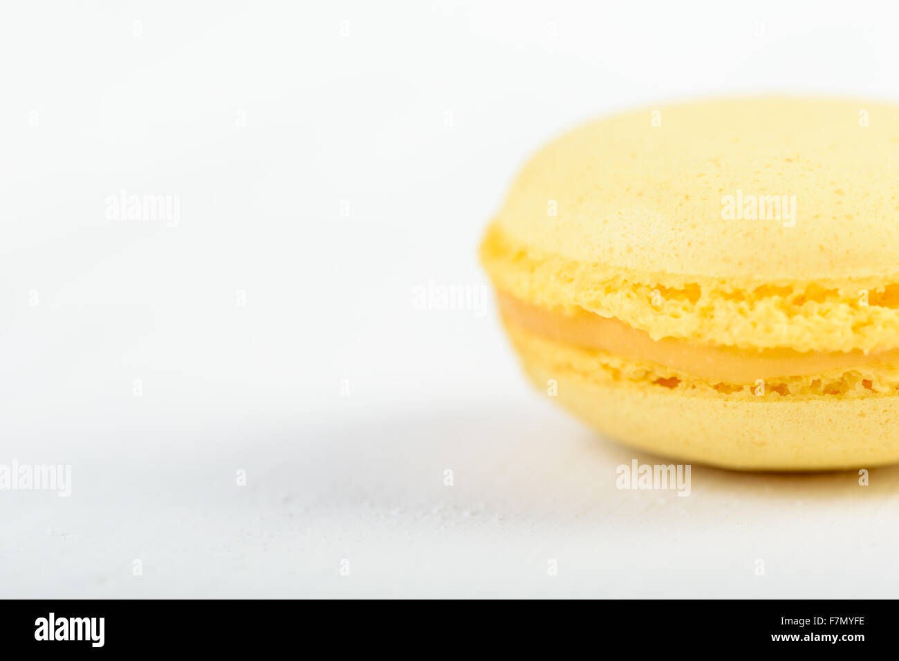 Yellow Lemon French Macaroon On White Wood Boards Background Stock ...