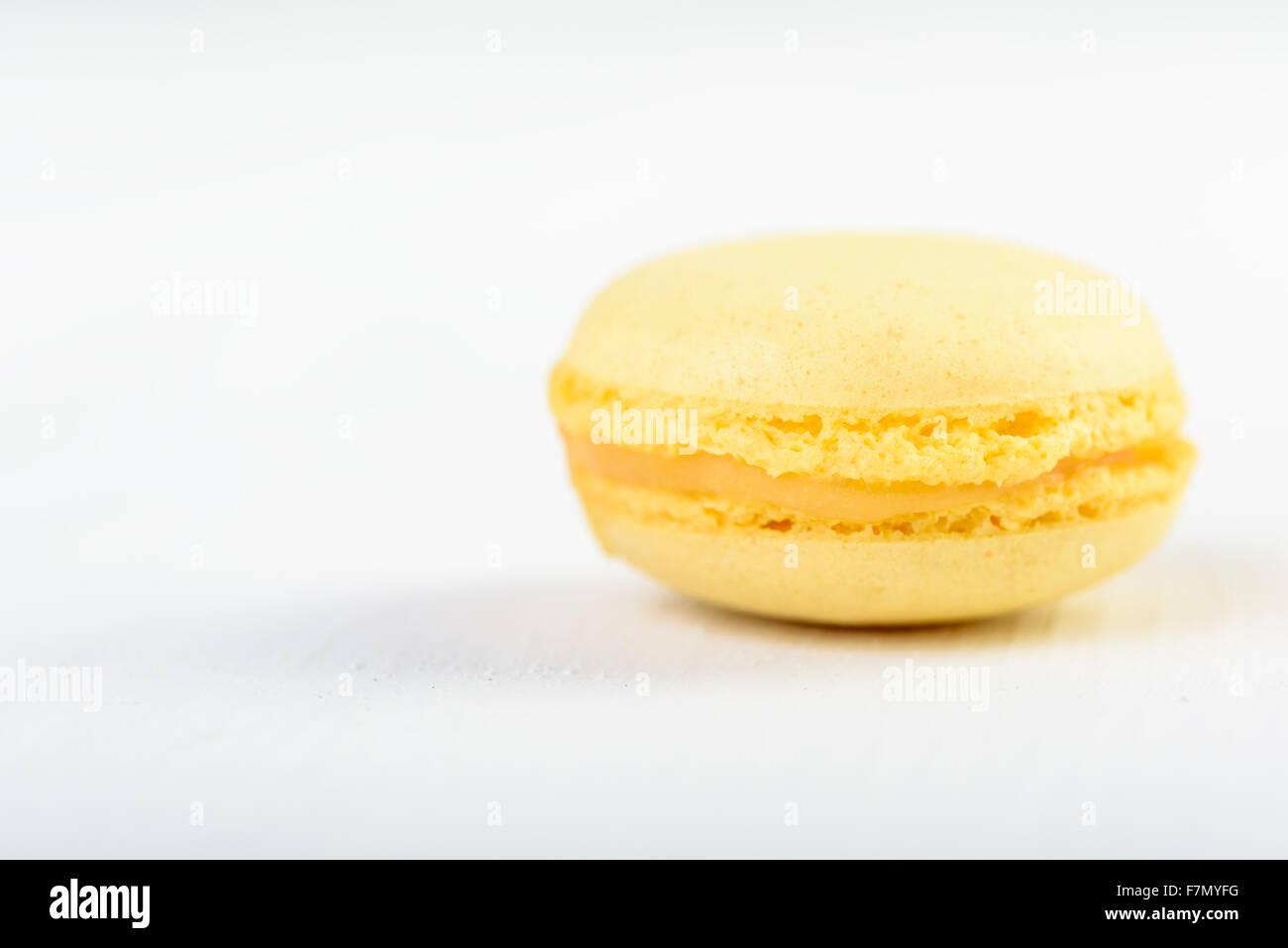 Yellow Lemon French Macaroon On White Wood Boards Background Stock ...