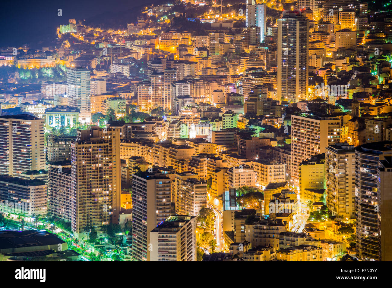 Night view of Monaco from mountain Stock Photo - Alamy