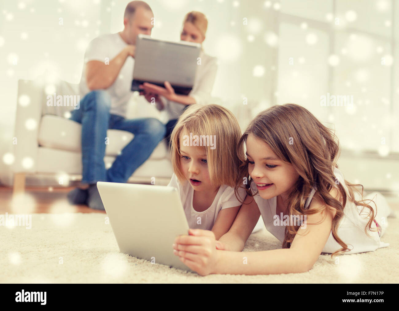 happy family with tablet pc computers Stock Photo - Alamy
