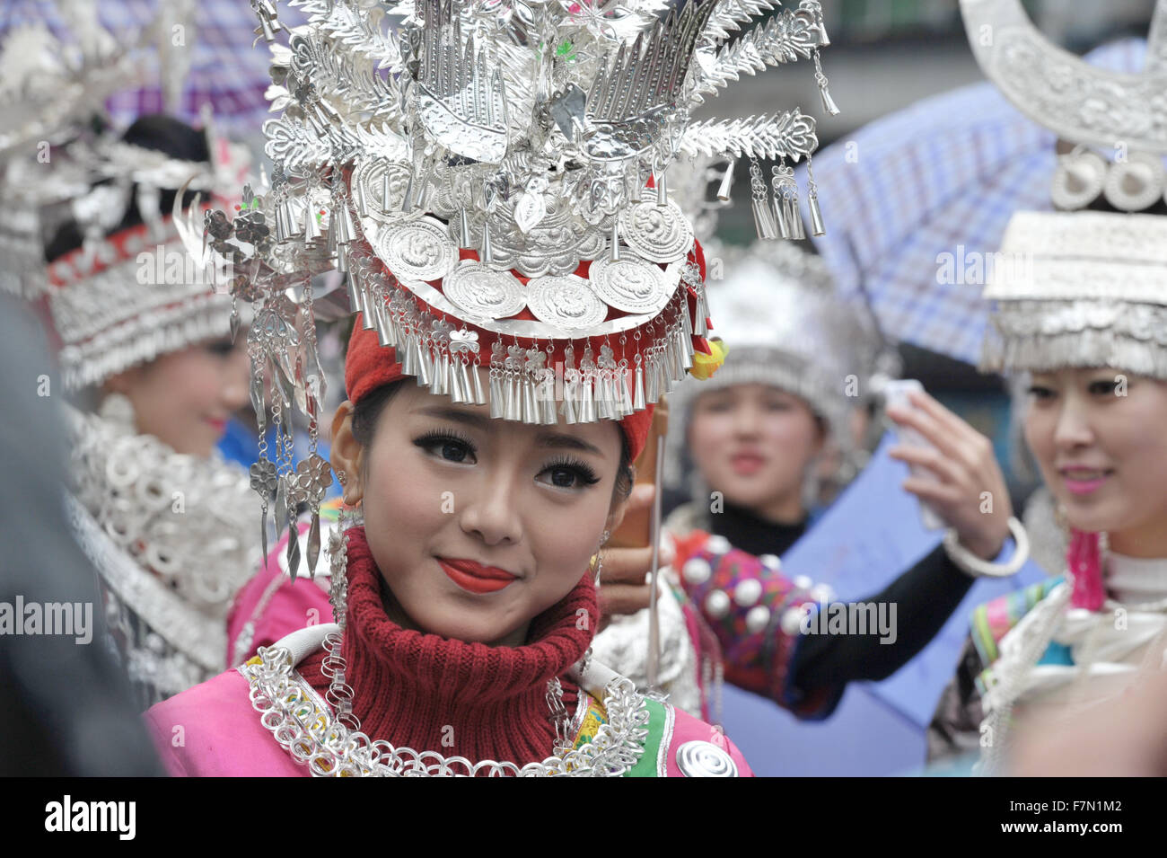 Xiangxi, China's Hunan Province. 2nd Dec, 2015. People wearing ...