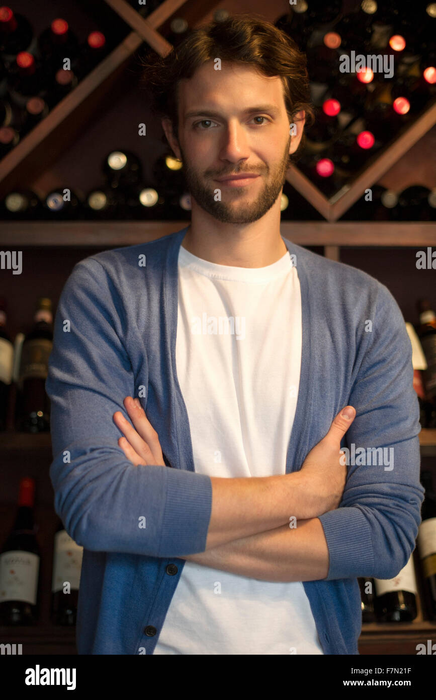 Vintner in wine cellar, portrait Stock Photo - Alamy