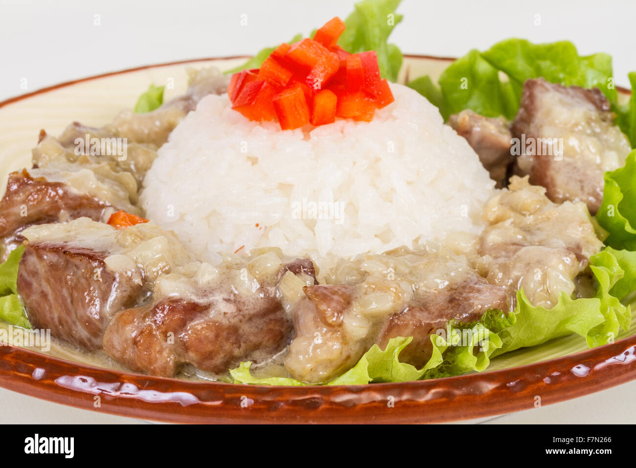 Rice and pork japanese style Stock Photo - Alamy