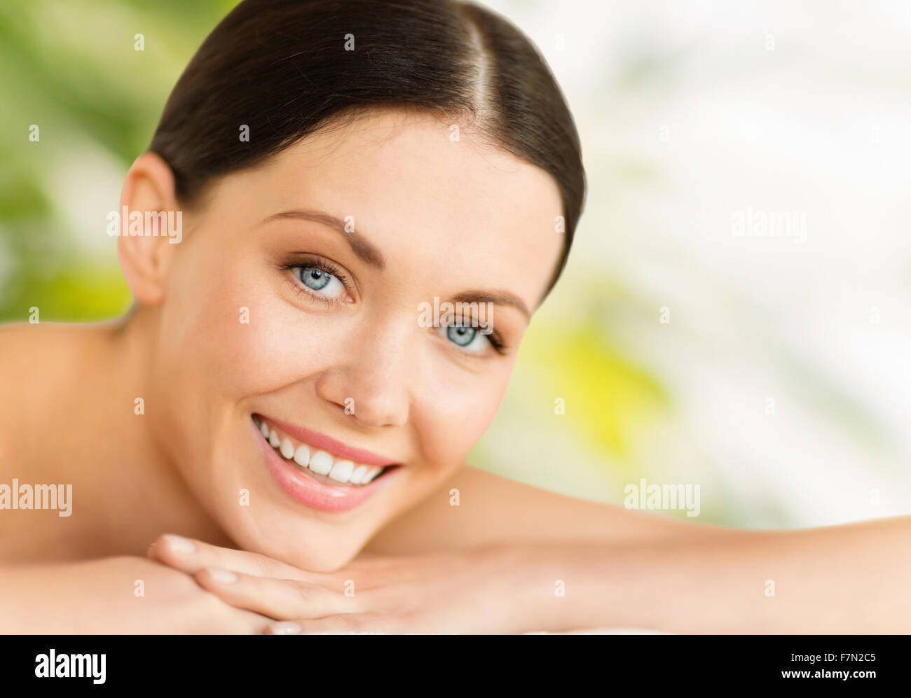 beautiful smiling woman in spa salon Stock Photo - Alamy