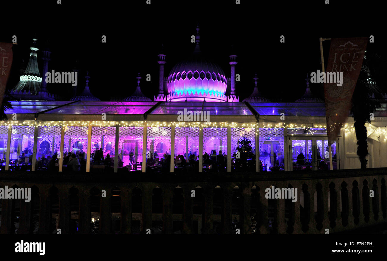 Brighton UK - Christmas lights in Brighton with the Royal Pavilion lit ...