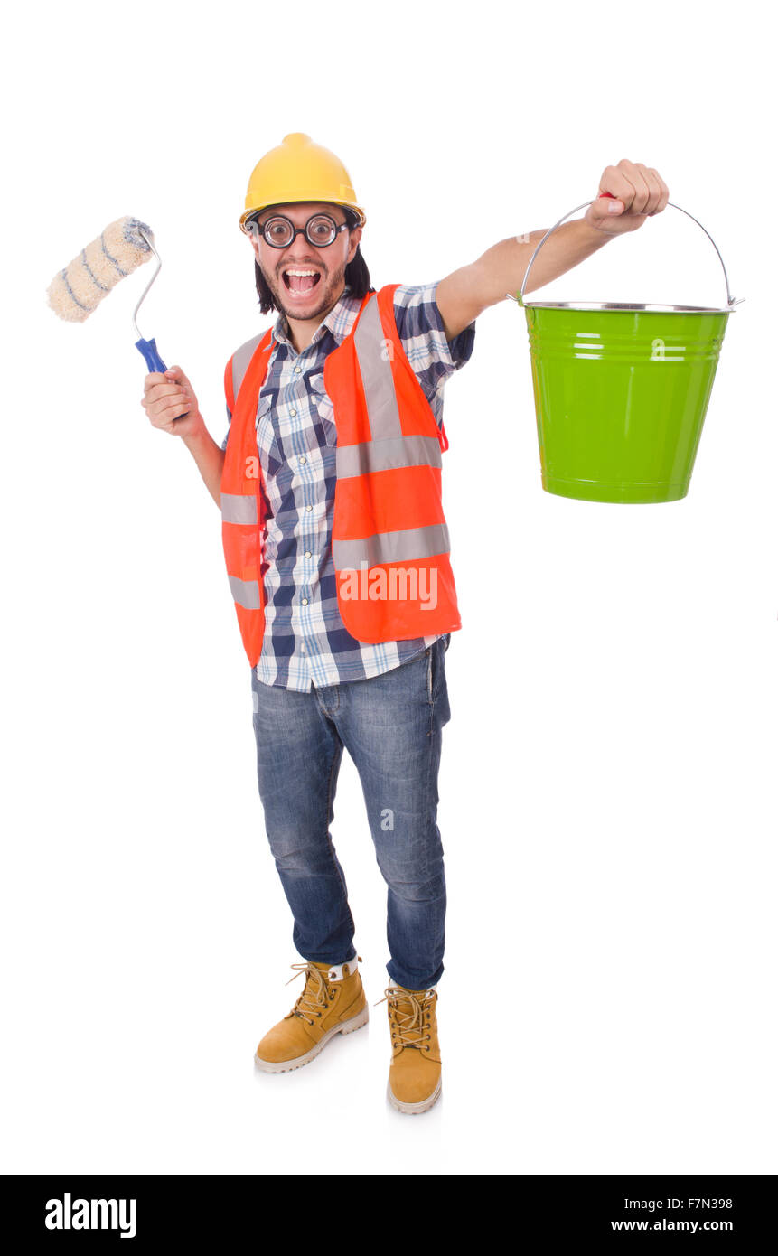 Funny painter isolated on white Stock Photo - Alamy