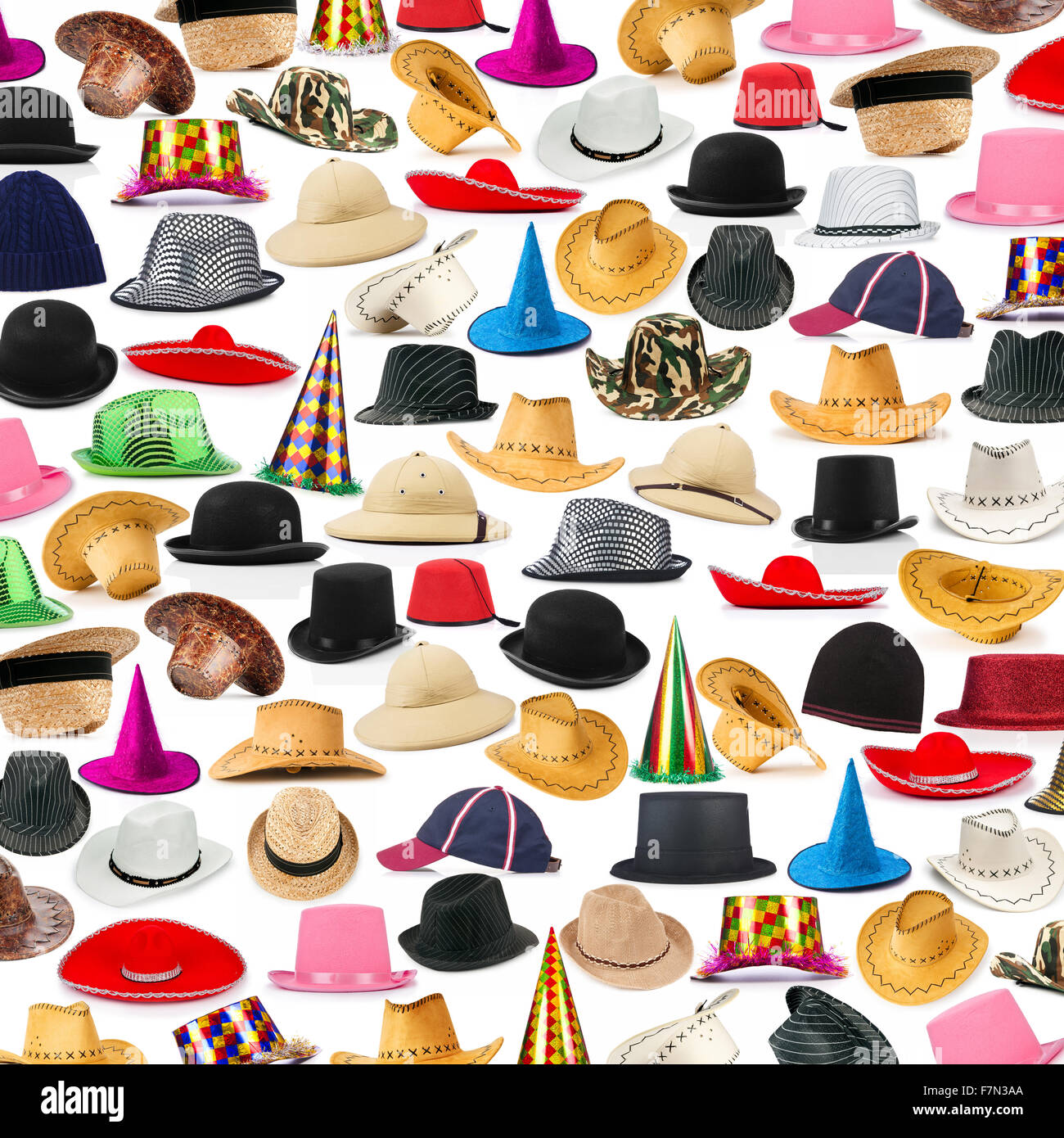 Many hats arranged as background Stock Photo - Alamy