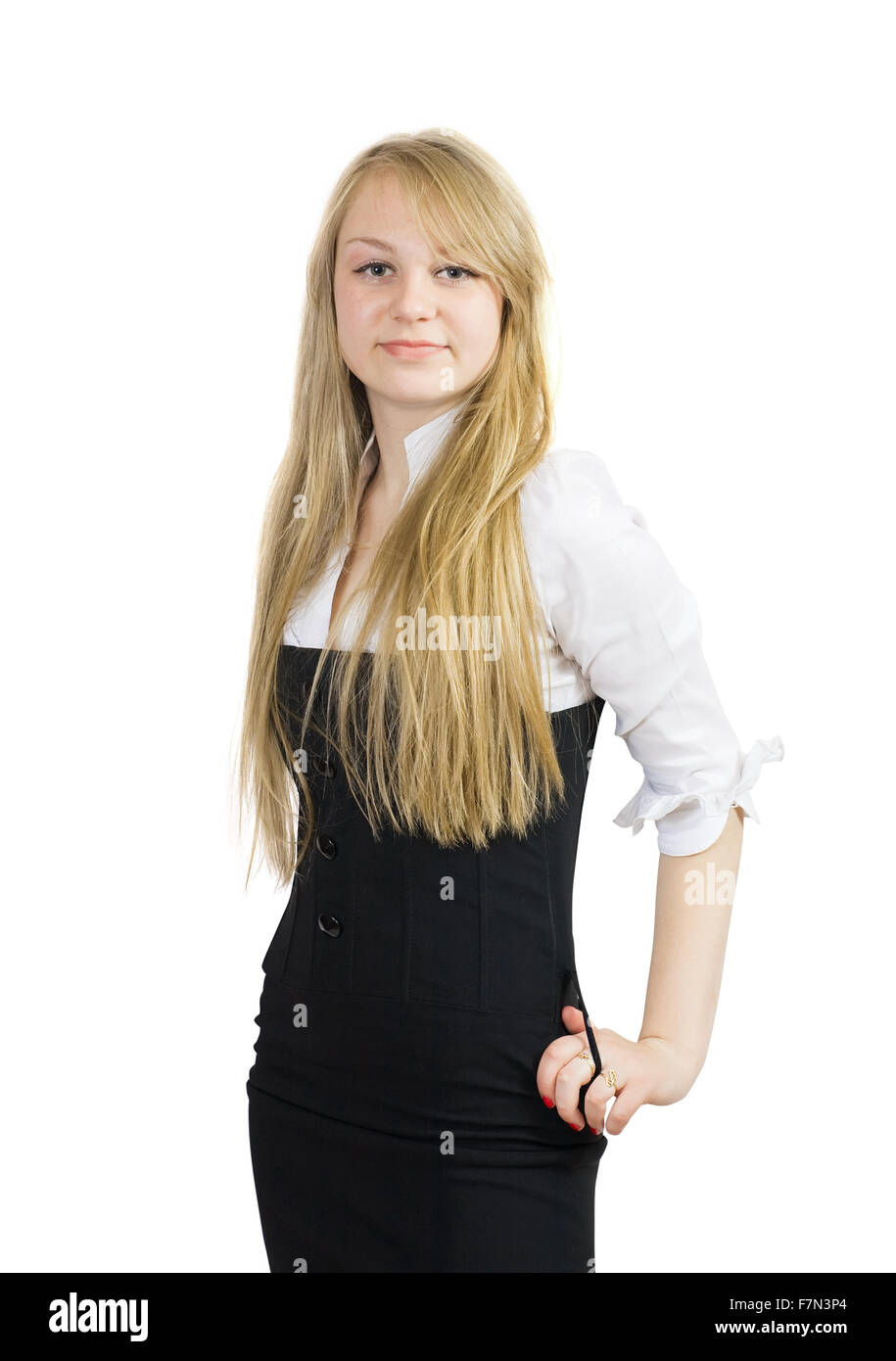 Beautiful girl in business outfit, isolated over white Stock Photo - Alamy