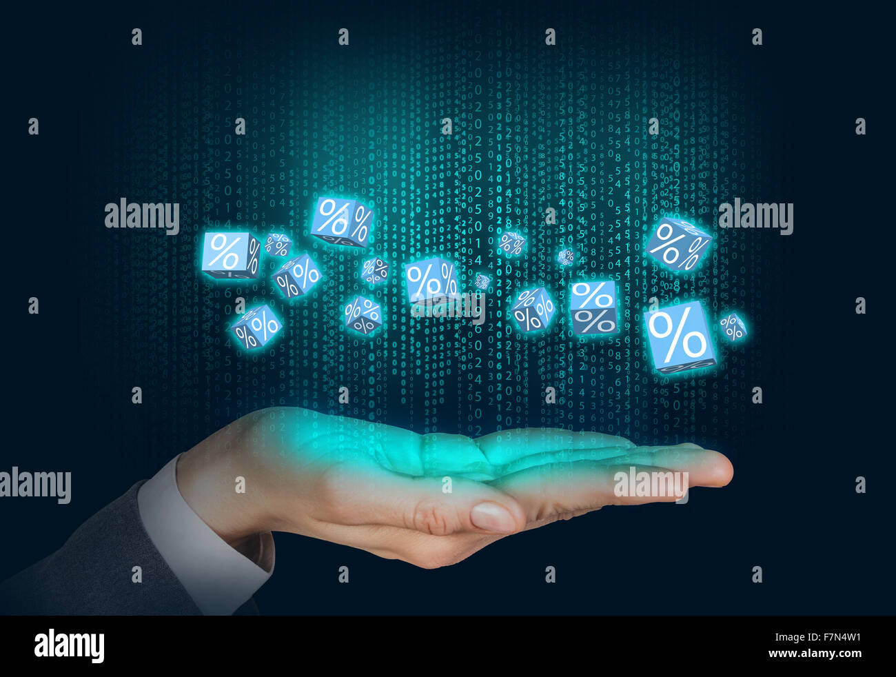 Sales boxes floats on the human hand Stock Photo - Alamy