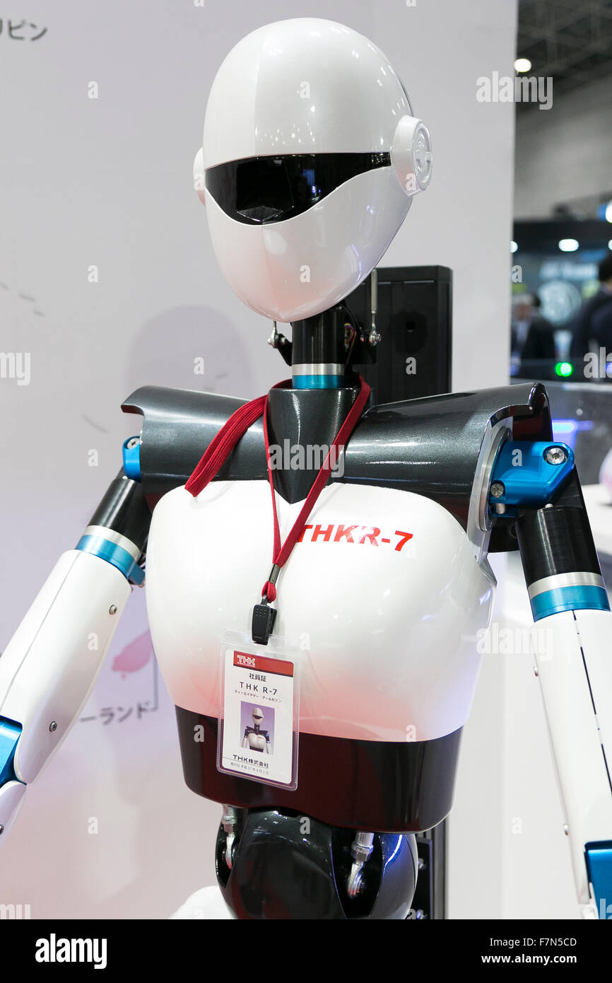 The robot THK R-7 on display at the International Robot Exhibition 2015 ...