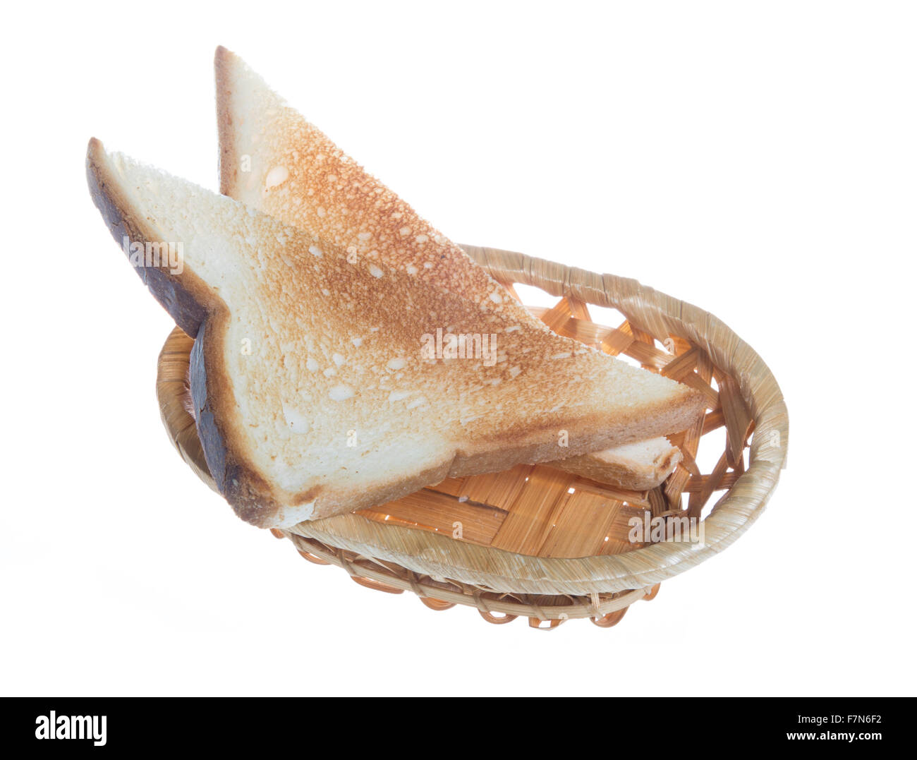 toasted bread slices for breakfast isolated on white studio background ...