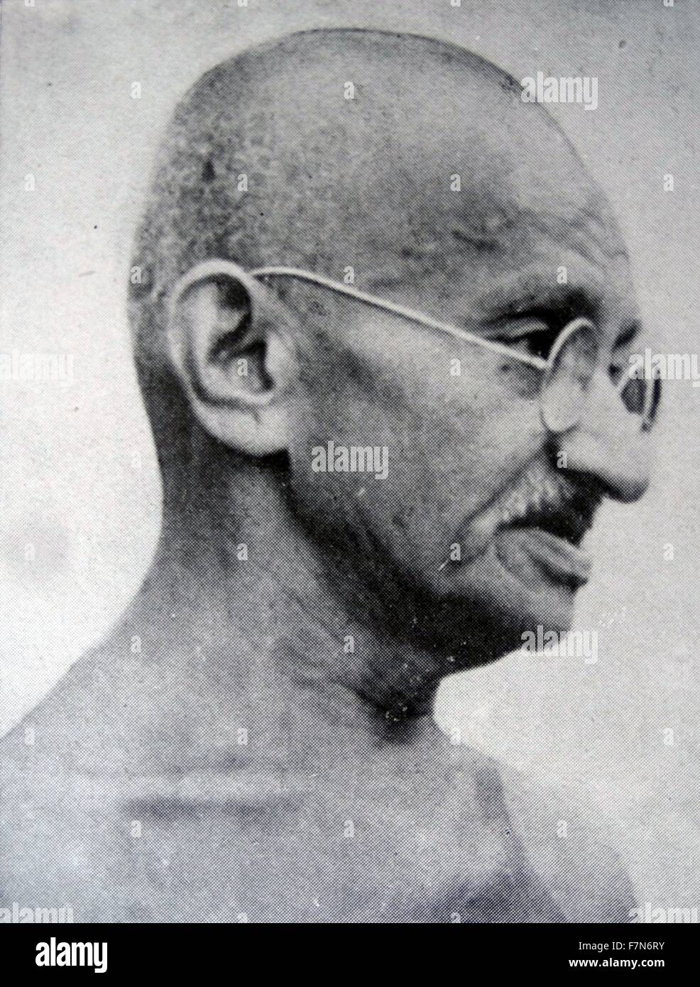 Gandhi, the Indian mystic, politician and leader of the Indian National ...