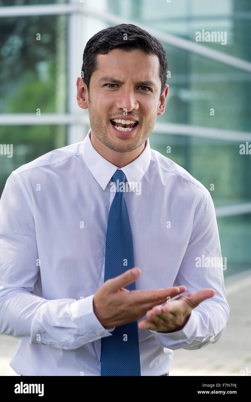 Man angrily talking camera hi-res stock photography and images - Alamy