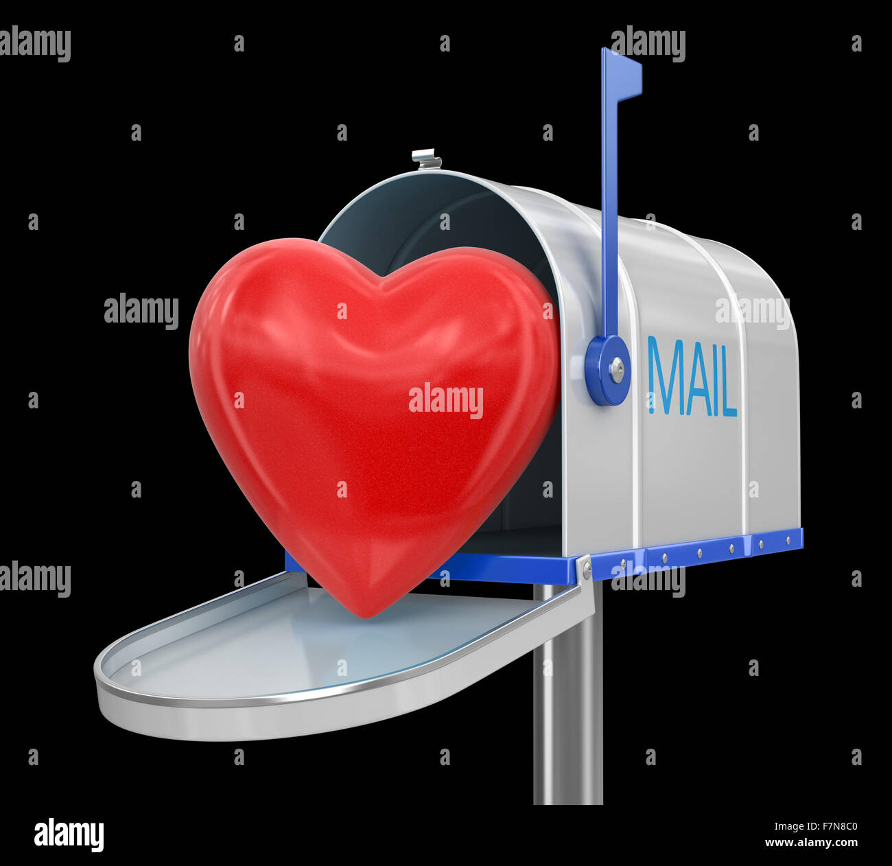 Open mailbox with heart. Image with clipping path Stock Photo - Alamy