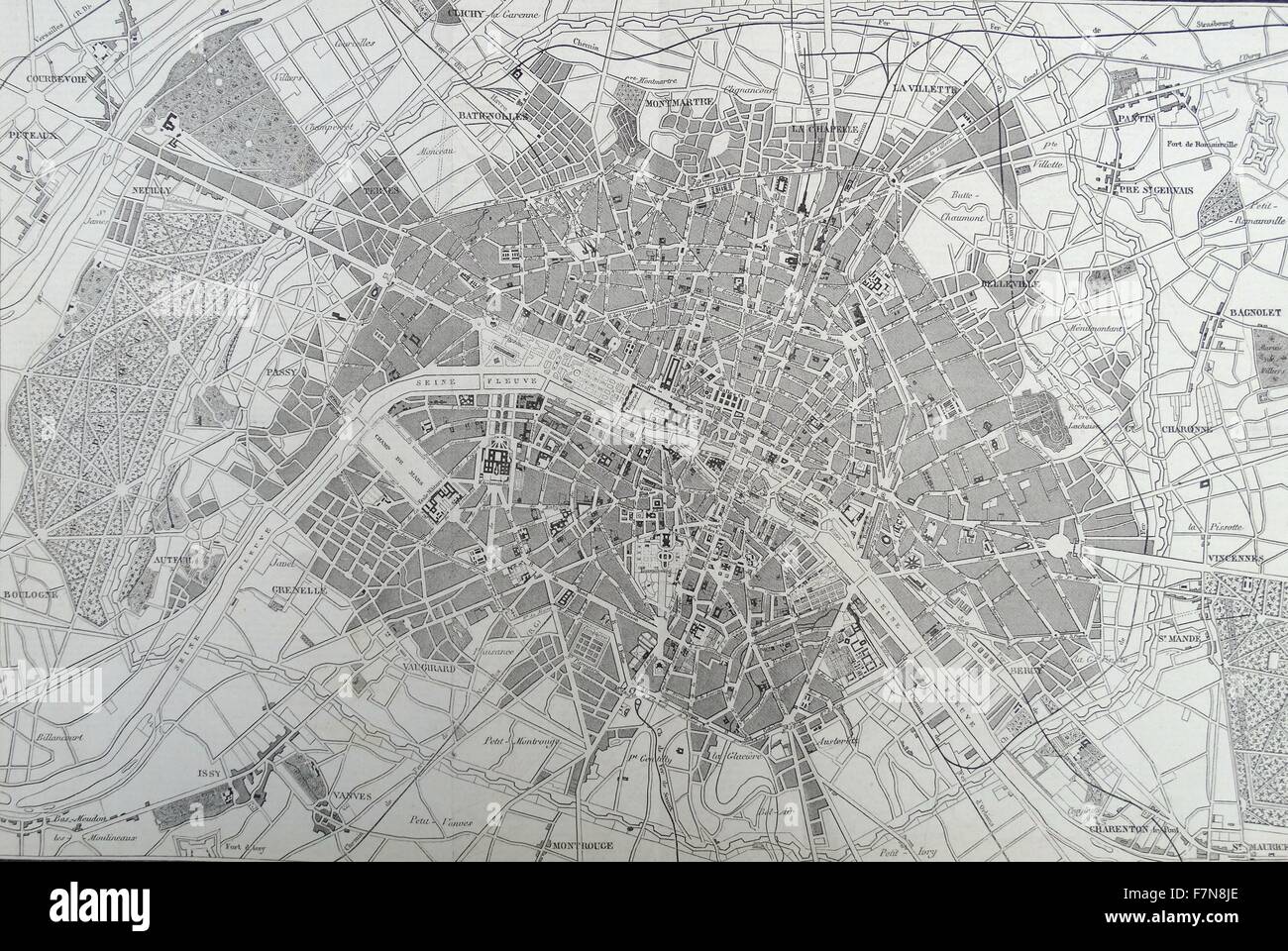 Paris map 19th century hi-res stock photography and images - Alamy