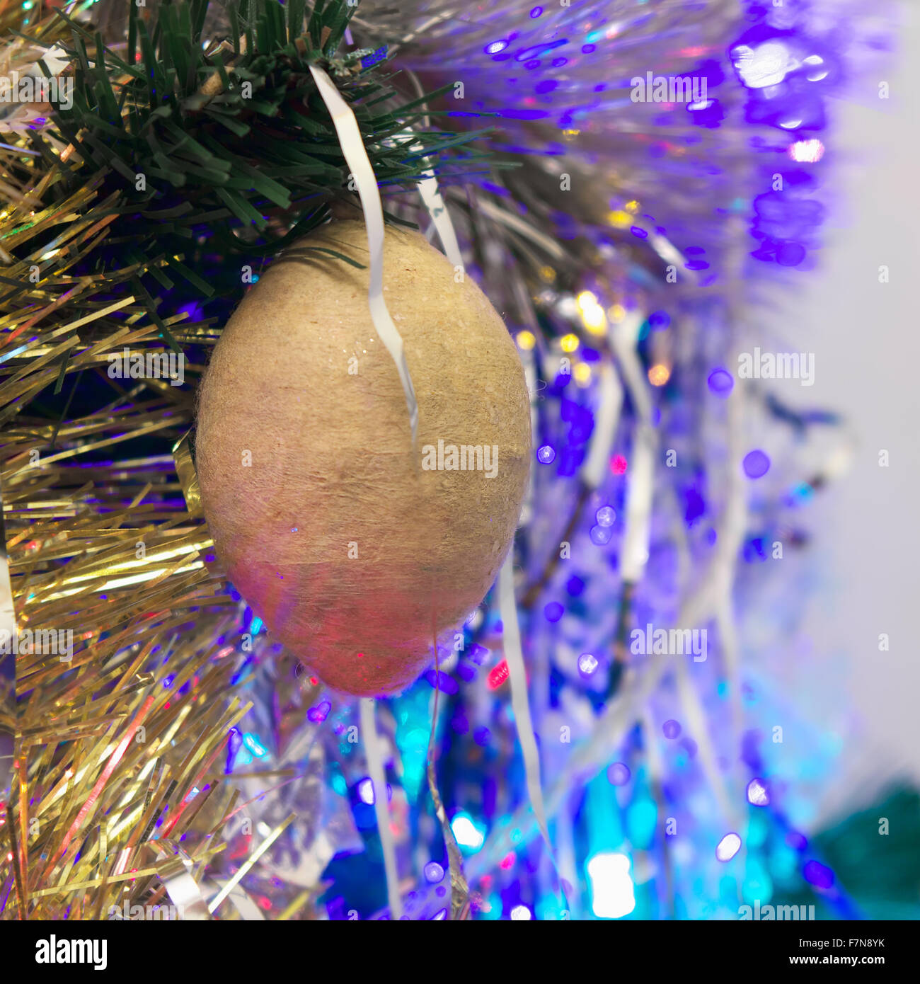 old Christmas tree made of papier mache toy / Lemon papier mache, early ...