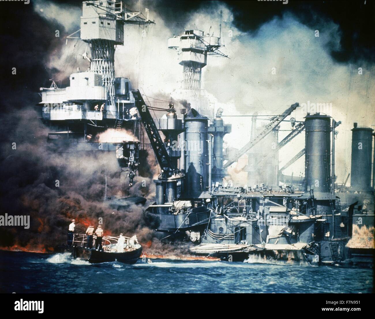 Japanese attack on the US Naval base at Pearl Harbour; 7th December ...