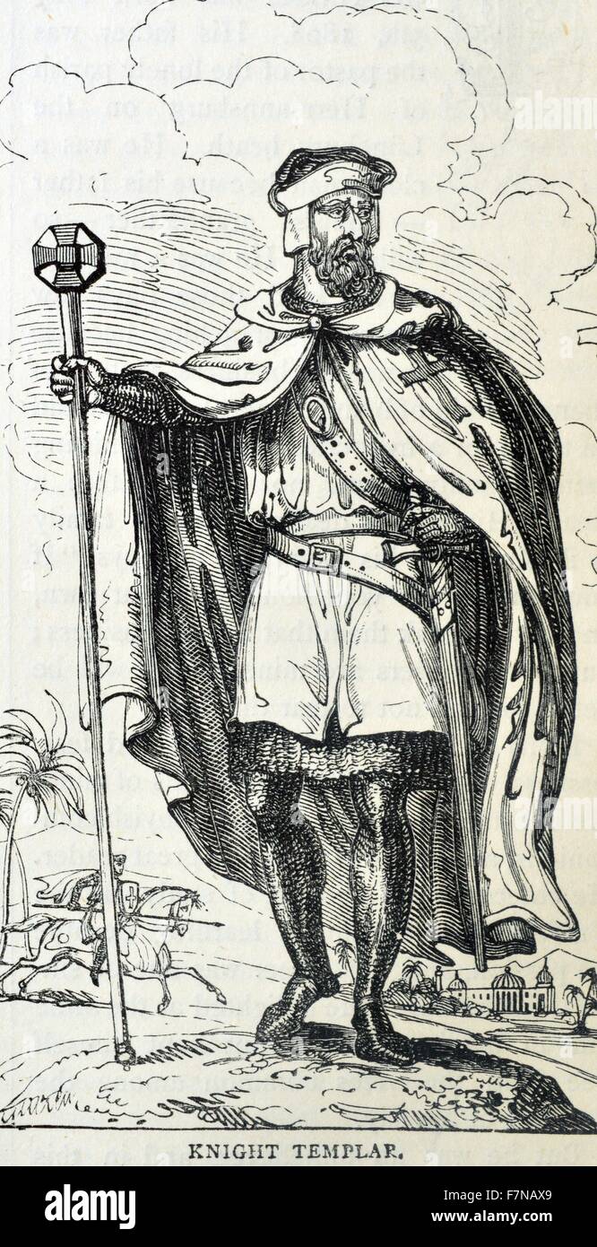 Engraving Depicting A Member Of The Knights Templar High Resolution ...