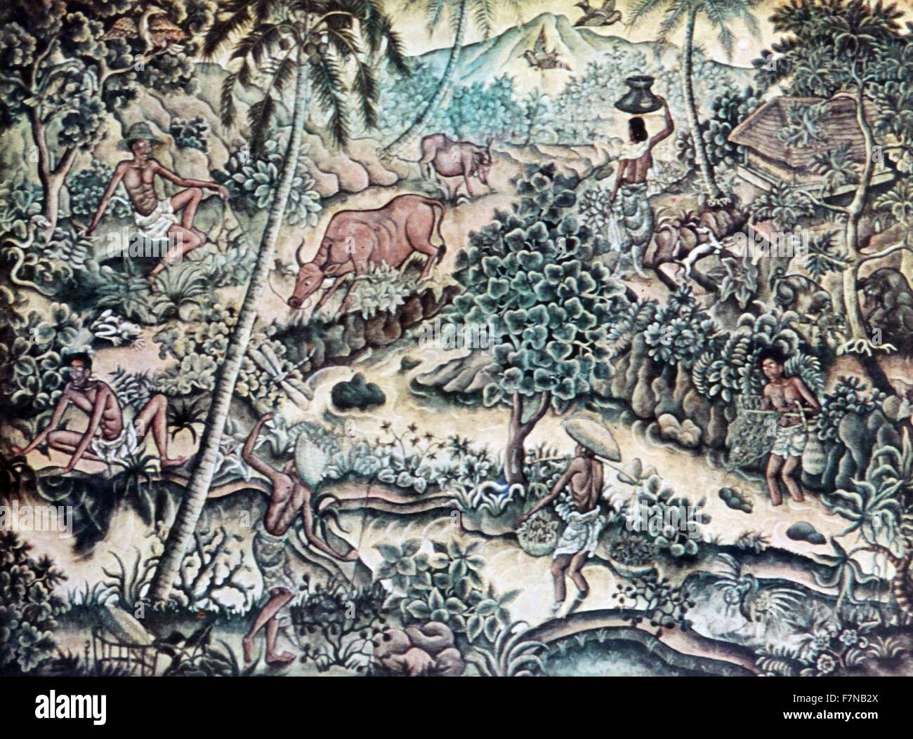 Scenes of Balinese life by Anak Agung Gde Sobrat (1912–1992) painter ...