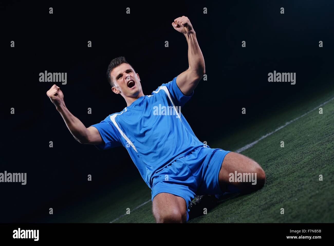 soccer players team group celebrating the victory and become champion ...