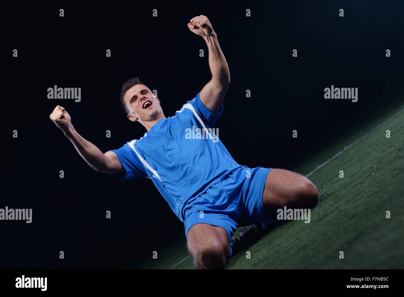 soccer players team group celebrating the victory and become champion ...